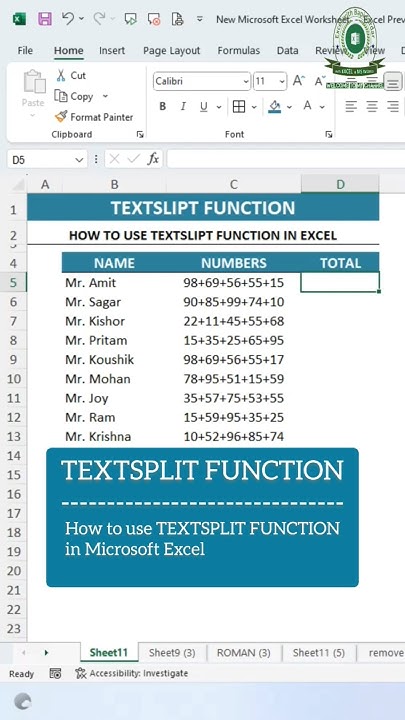 TEXTSPLIT FUNCTION | 🤔 How to use TEXTSPLIT Function in Excel ? #excel ...