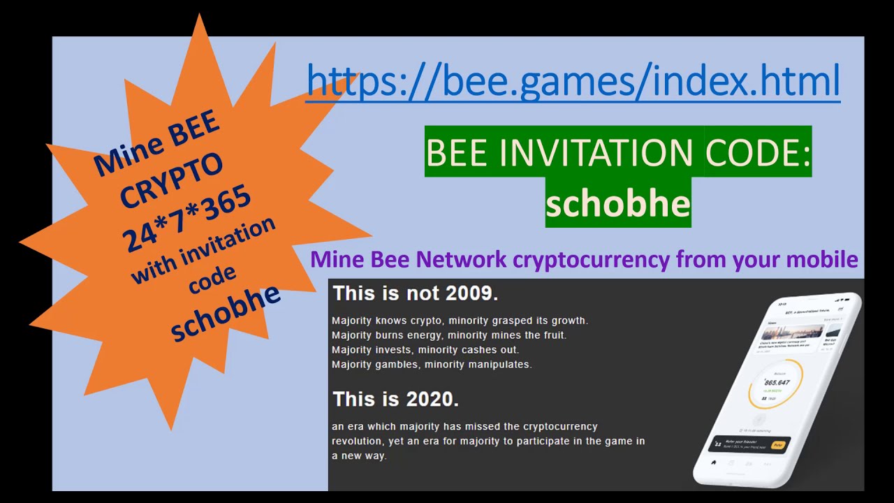 BEE Network Mobile Mining Invitation/Referral Code: schobhe - YouTube