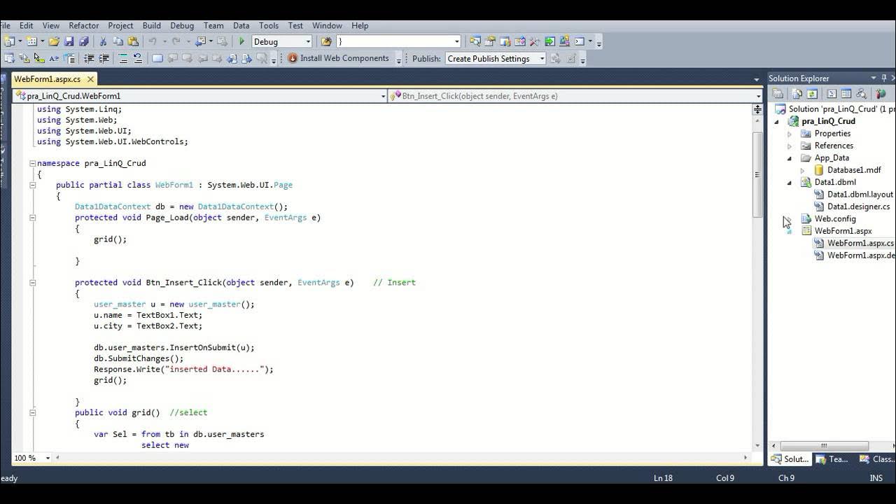 LINQ Insert,update,delete,select operation in gridview using Asp.net(C#) - YouTube
