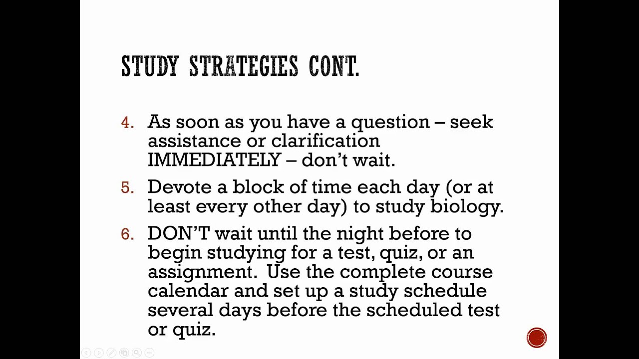 Week 1 - Study Strategies for Biology 100 - YouTube