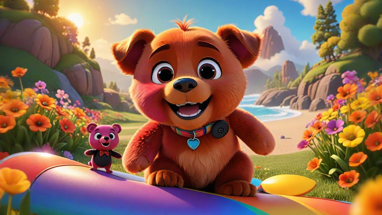 Four Teddies Ride the Rainbow Slide | Color and Counting Song for Kids ...