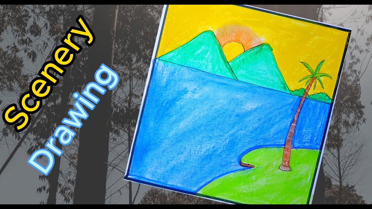 How To Draw Nature Scenery Beautiful Step By Step | Sunset scenery ...