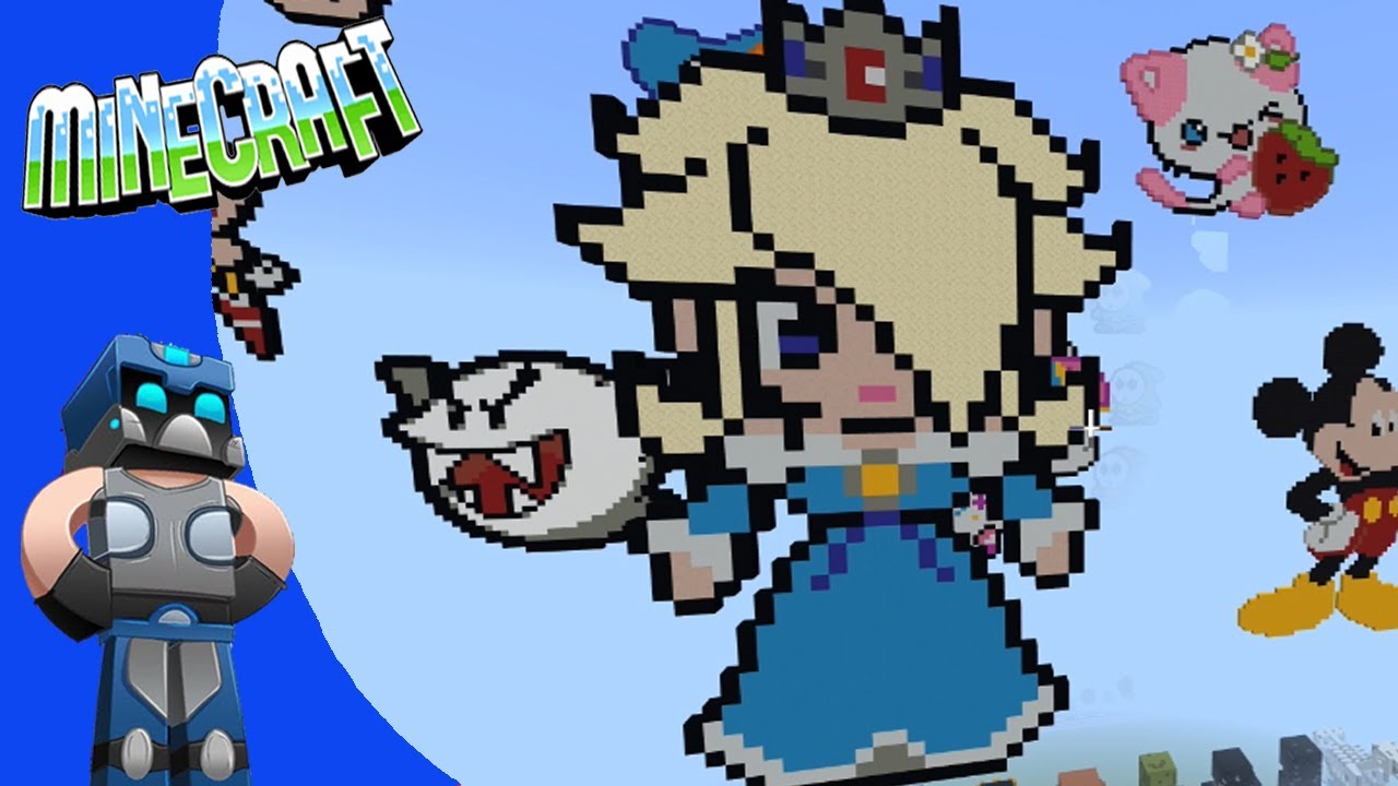 Minecraft Pixel art Rosalina - Como hacer a Rosalina en MINECRAFT - YouTube