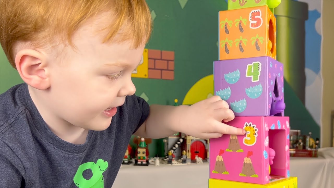 Stacking, Counting, & Shapes with DINOSAURS! - Fun Toddler Learning ...