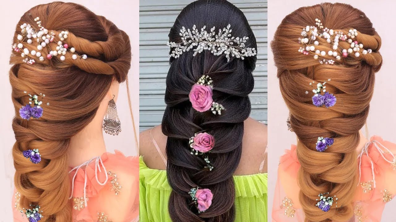 Messy braid hairstyles for long hair l Indian Bridal Hairstyles l Back ...