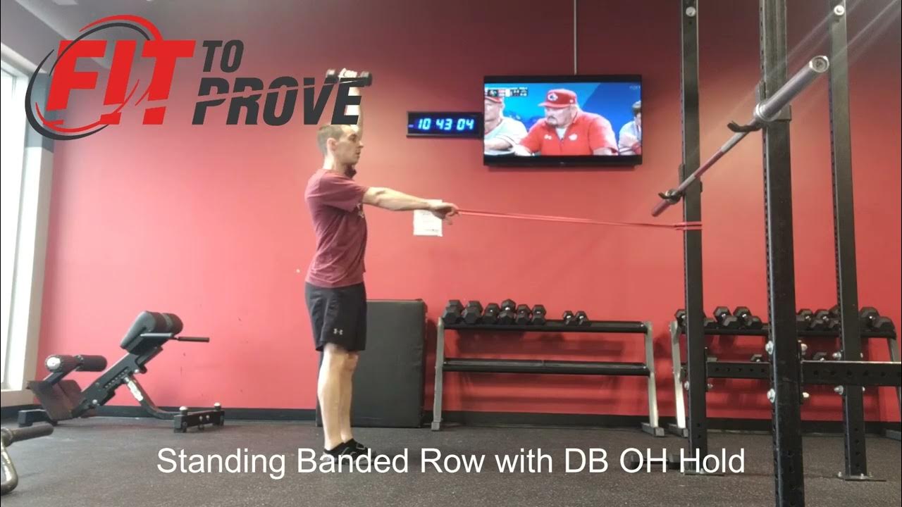 Standing Banded Row with DB OH Hold - YouTube