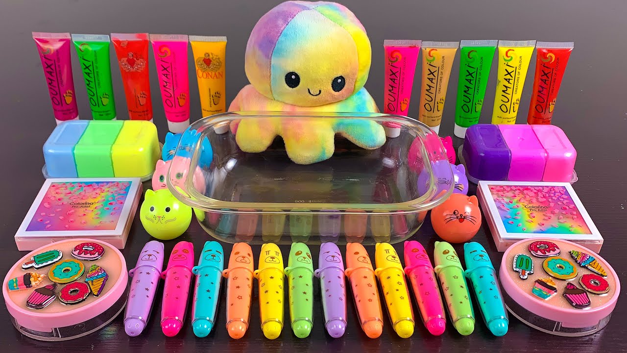 Octopus Reversible Slime | Mixing Makeup,Eyeshadow,Glitter,Clay Into ...