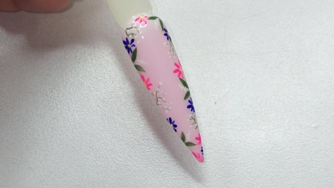 miniature floral nail art design - YouTube