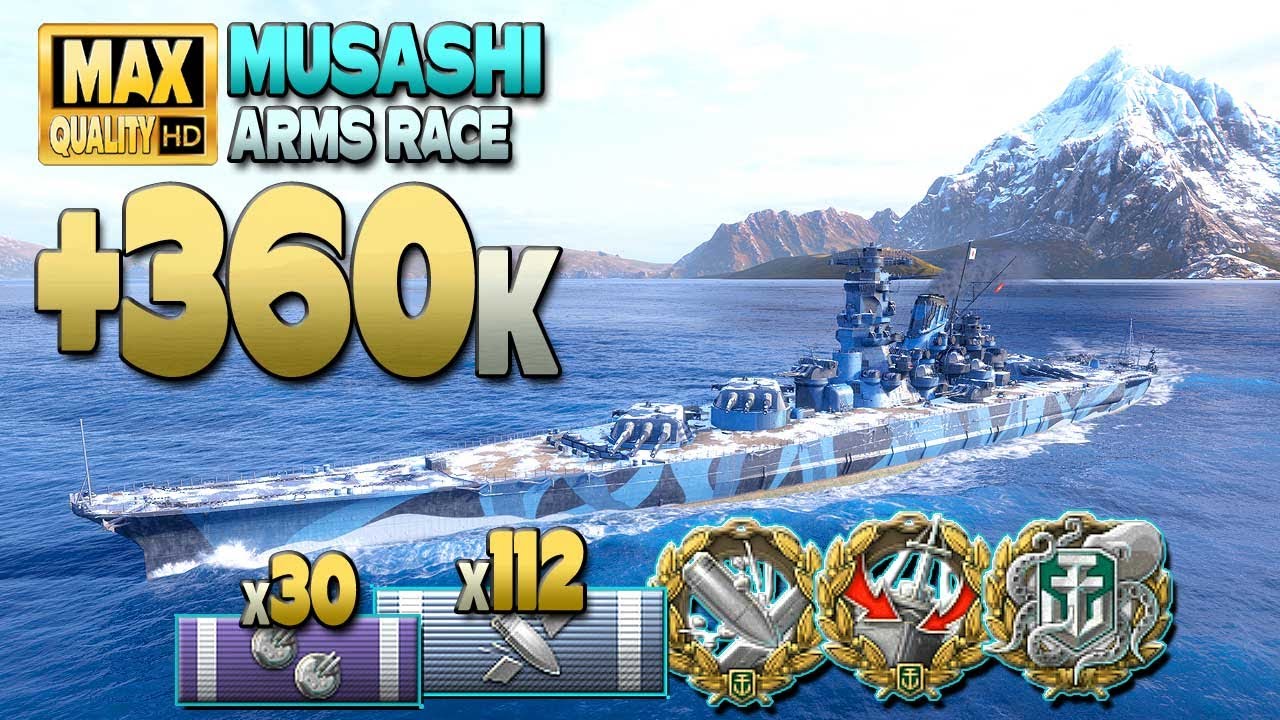 Battleship Musashi: Excellent combat on map Warrior's Path - World of ...
