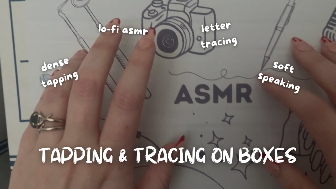 [ASMR] Tapping and tracing on boxes (soft spoken) - YouTube