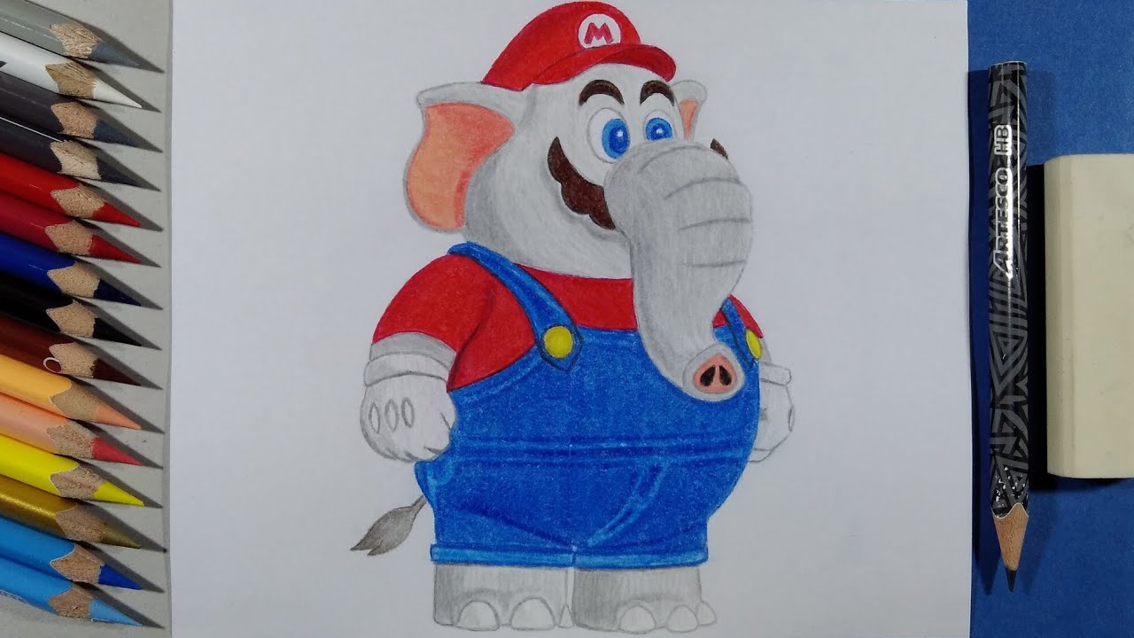 Dibujando a Mario Elefante | Super Mario Bros. Wonder | Drawing Mario ...