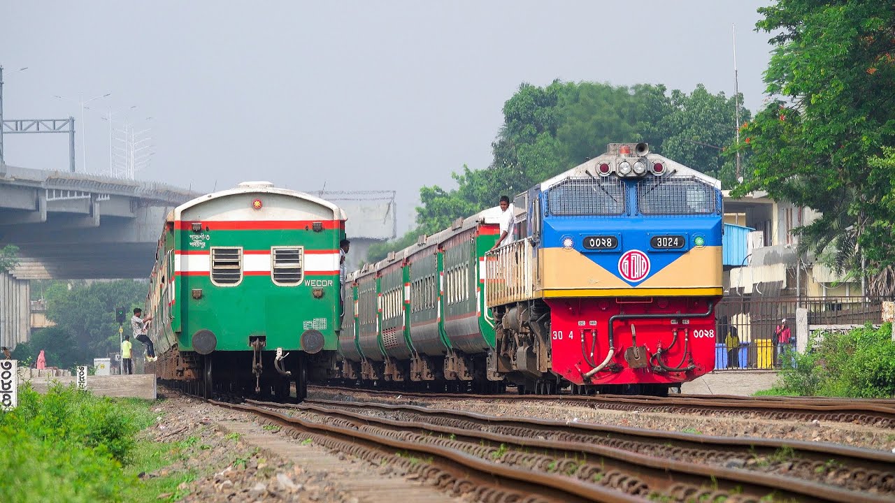Double Line Train crossing between Ekota Express Train & Mohanagar ...