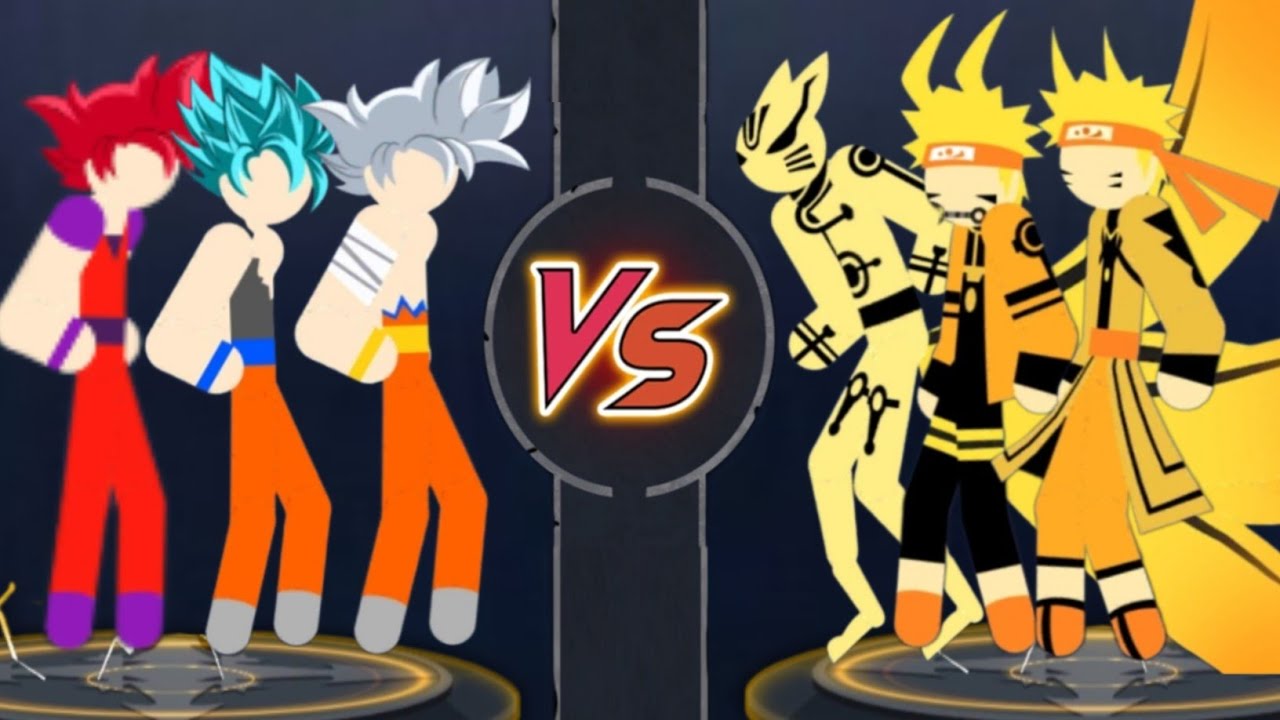 Stickman Warriors All Goku Transformation Vs All Naruto Transformation ...