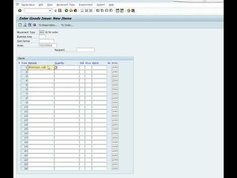 MB1A issuing material manually - YouTube
