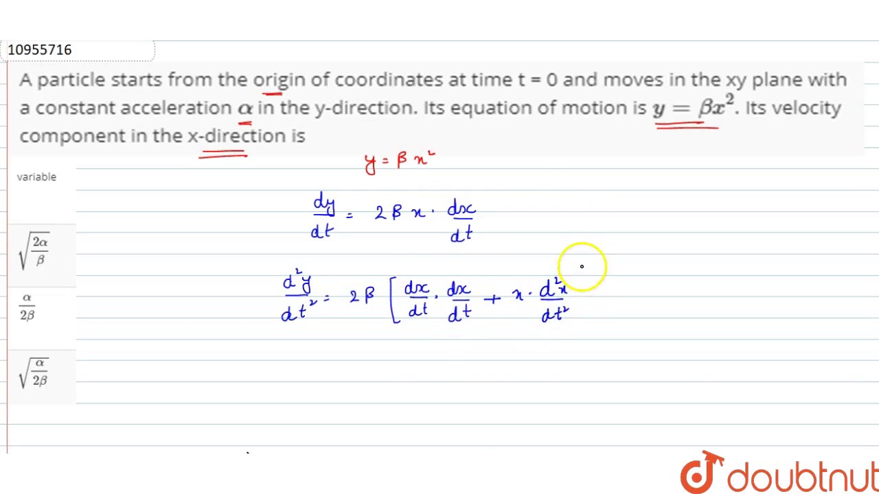 A Particle Starts From The Origin Of Coordinates At Time T 0 And