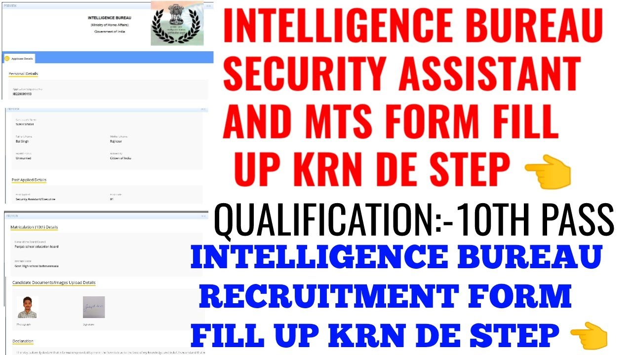 How to fill up intelligence bureau security assistant and mts form 2023 ...