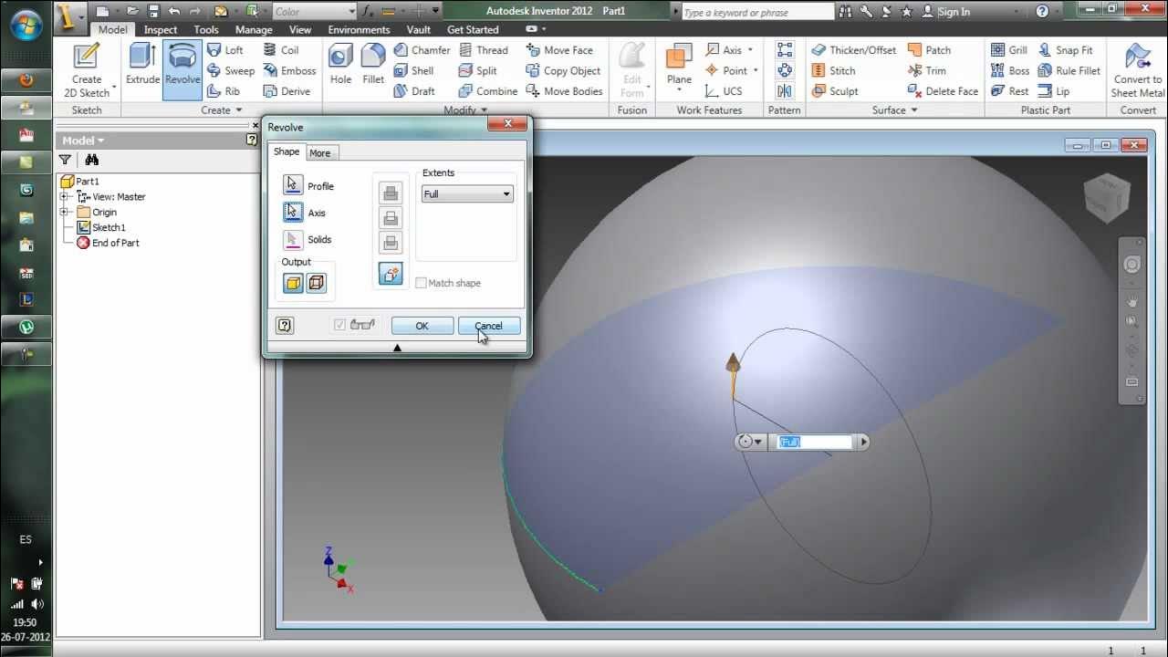 AUTODESK INVENTOR 2012 - TUTORIAL HERRAMIENTA REVOLUCION - YouTube