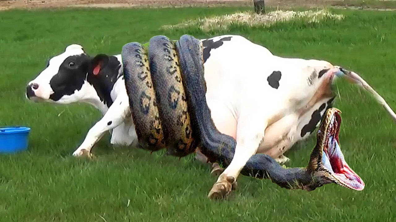 Pretty Girl Dangerous Snake on the Farm #WithMe Sheep Cow Milking Cure ...