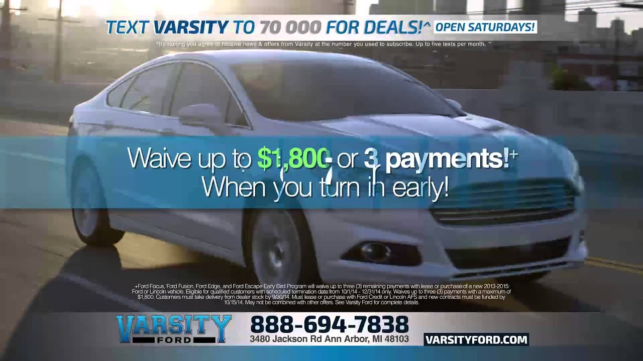Ann Arbor's Varsity Ford September Offers Including Lease Pull Ahead ...