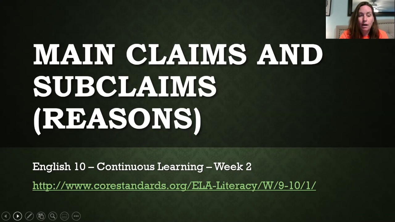 Week 2: Main Claims and Subclaims Lesson Tutorial - YouTube