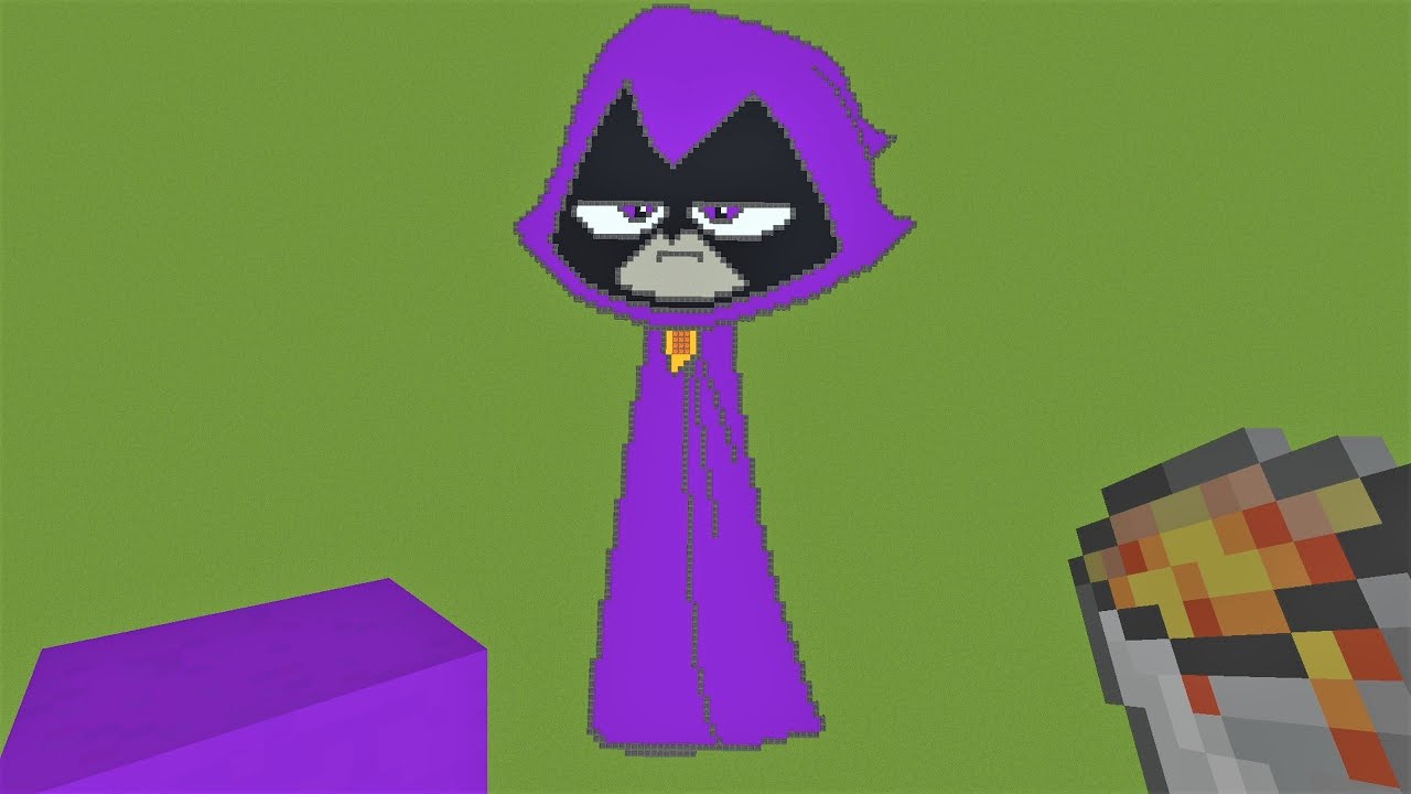 How to draw in Minecraft? | Teen Titans Go Raven | Pixel art in ...