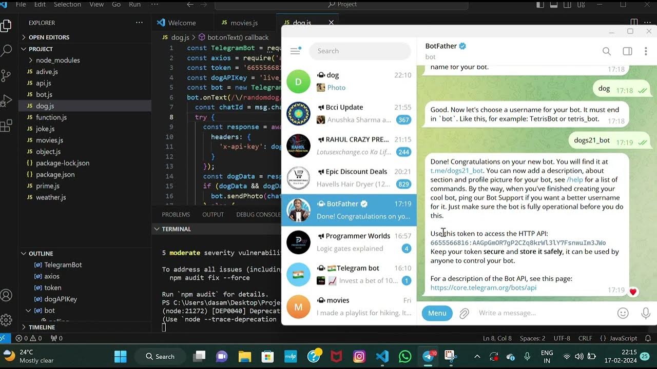 How to create a telegram bot using javascript with API - YouTube