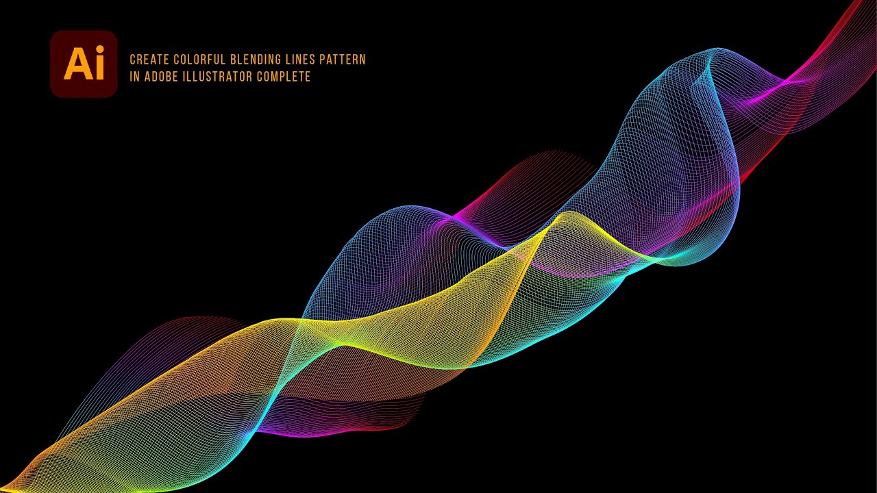 Create Colorful Blending Lines Pattern in Adobe Illustrator | Using ...