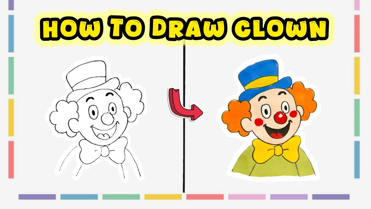 How to Draw a Clown – Step-by-Step Drawing Tutorial with Markers - YouTube