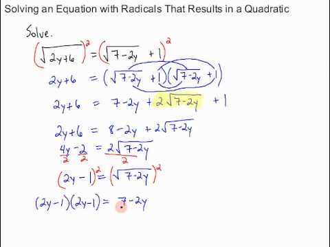 solving a radical equation that results in a quadratic equation - YouTube