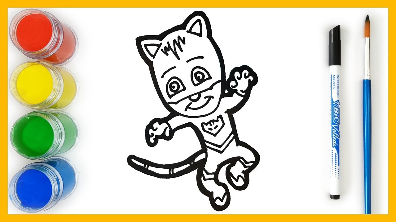 How to draw Catboy from PJ Masks Coloring Pages - Learn Colors for Kids ...