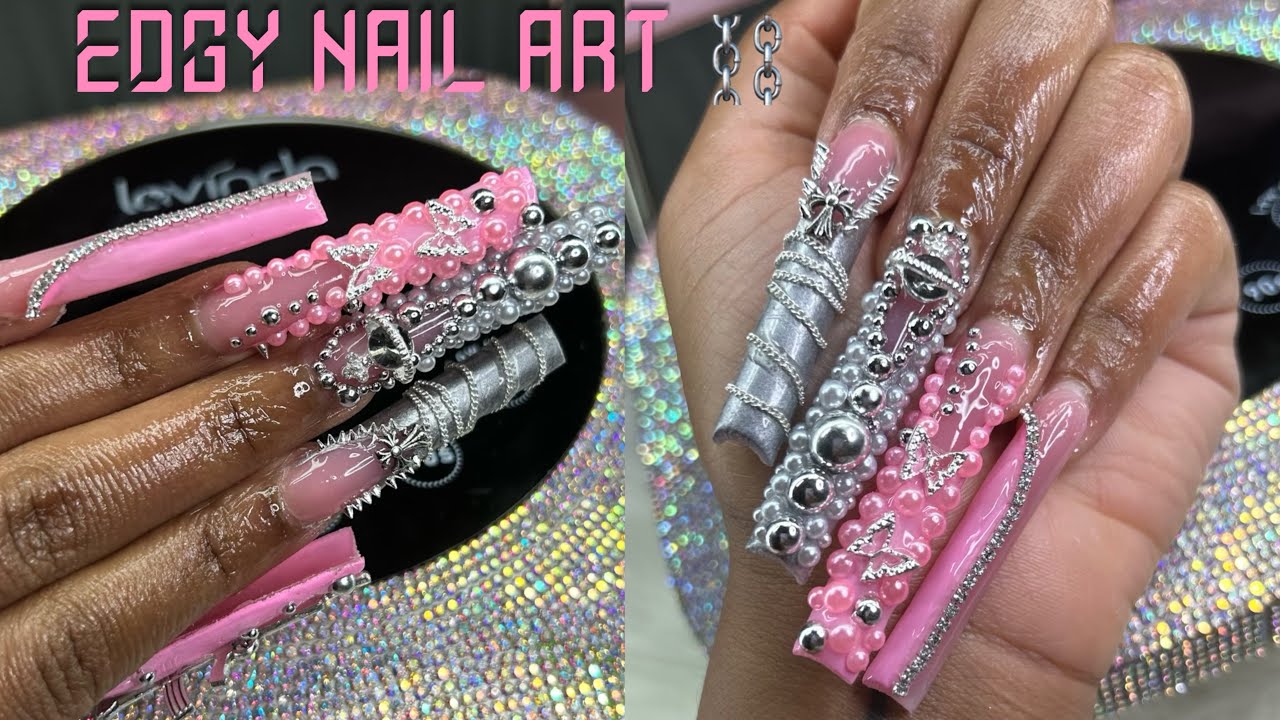 EDGY NAIL ART TUTORIAL⛓️💕 (BEGINNER FRIENDLY ) - YouTube