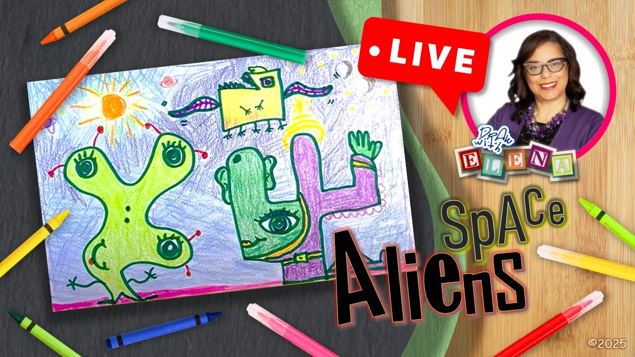 LIVE 👽 YOU Can Learn How to 🎨 DRAW with ELENA 🛸 Space ALIENS! - YouTube