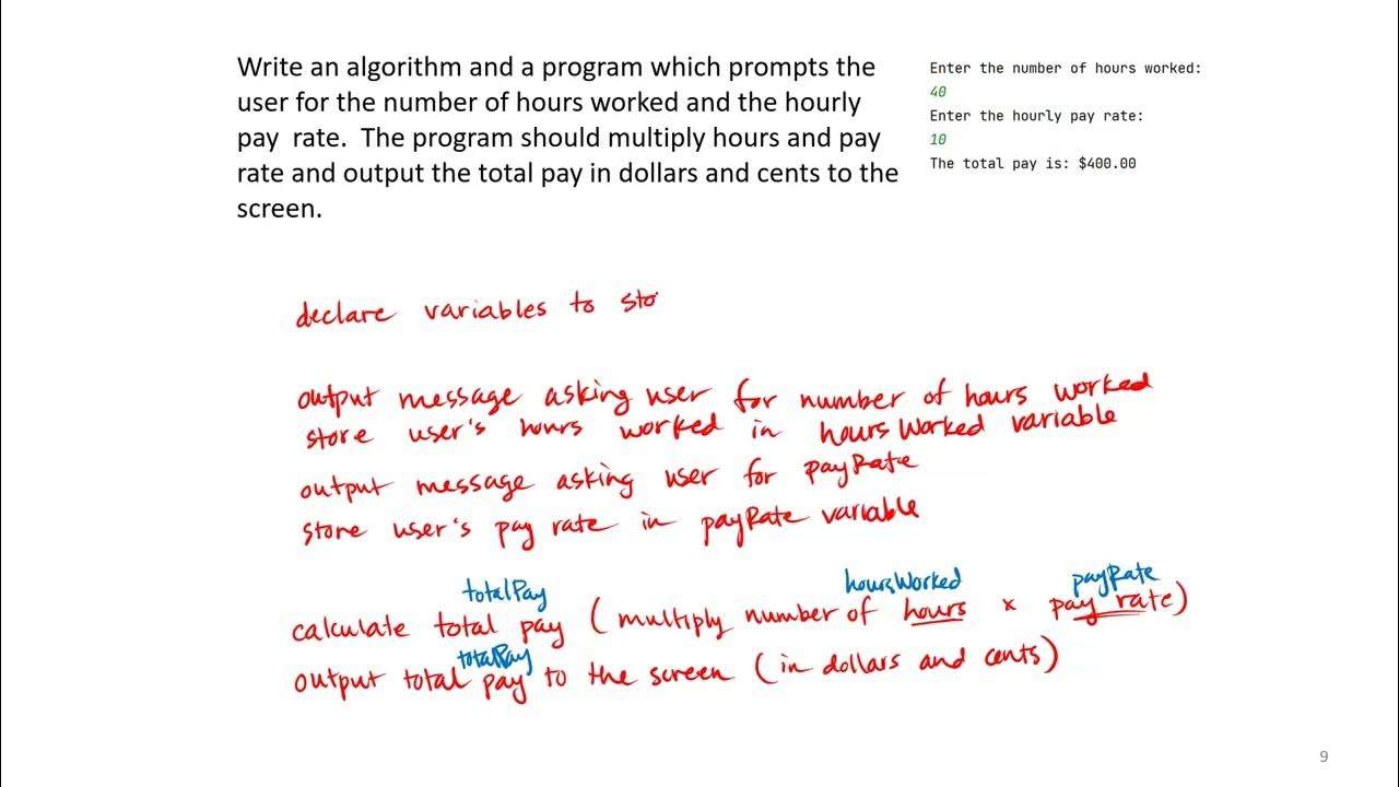 Pay Calculation Program using an Algorithm, Inputs and Outputs (C++ ...