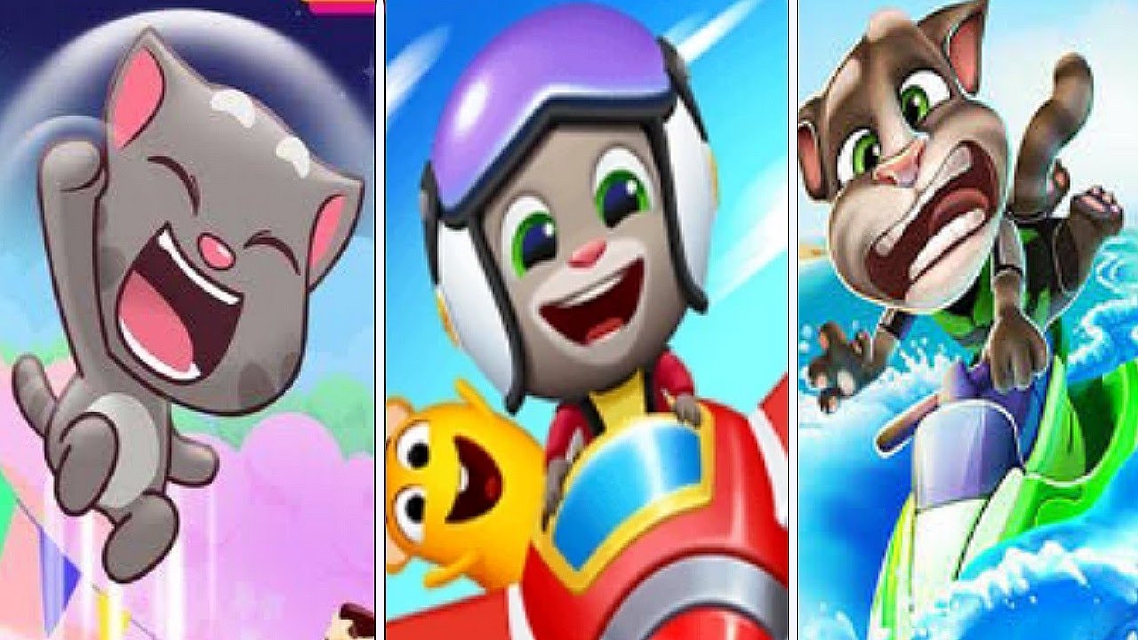 Talking Tom Jetski vs Talking Tom Cake Jump vs Talking Tom Sky Run ...