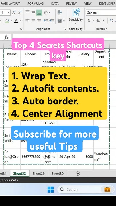 Top 4 Excel Secret Shortcuts Hacks You MUST Know! 🚀 | Wrap Text, Borders & More 😍 #ExcelTips ...
