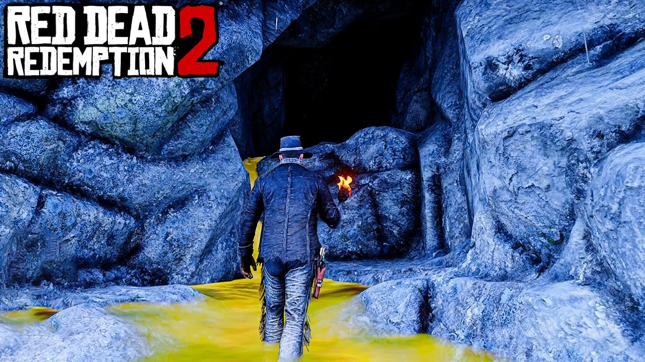 A treasure hidden in the secret cave near Trading post - RDR2 - YouTube