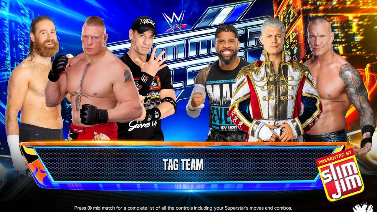 Brock Lesnar Sami Zayn & John Cena vs. Cody Rhodes Jey Uso & Randy ...