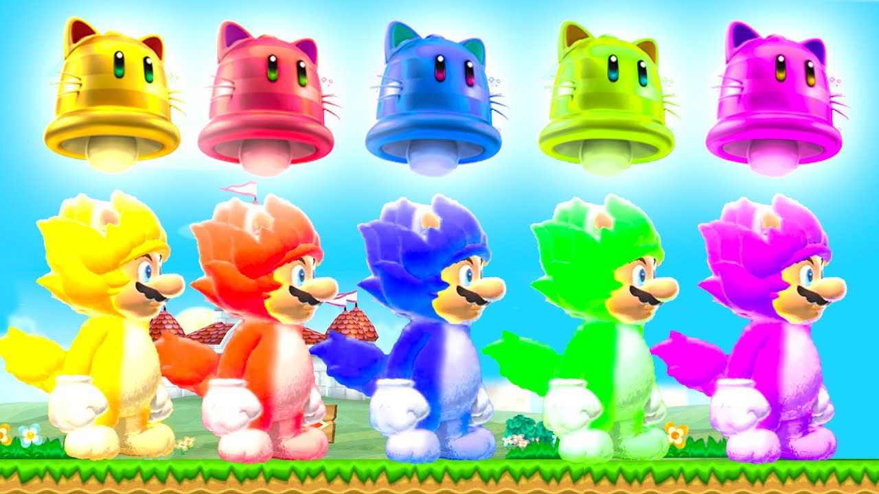 All Giga Cat Mario Colors in New Super Mario Bros. Wii - YouTube
