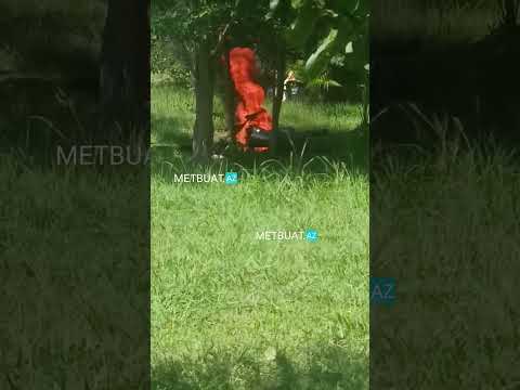 Göyçayda motosiklet anidən alışaraq yandı