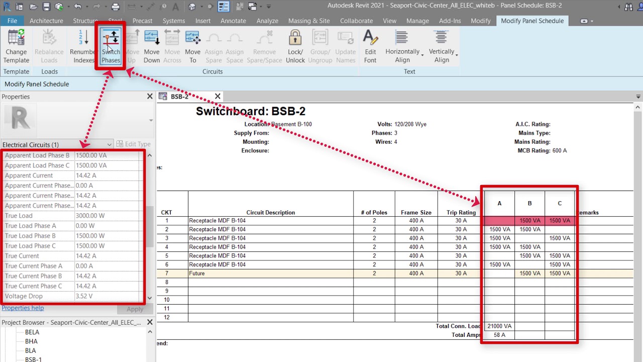Nowości w programie Revit 2021 - Switchboard Circuit Phase Selection ...