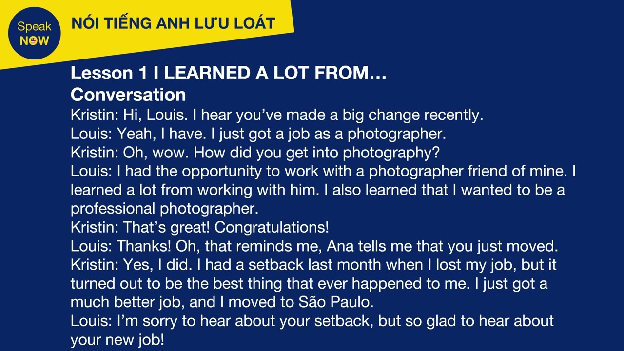 Lesson 1 I LEARNED A LOT FROM…Conversation - YouTube