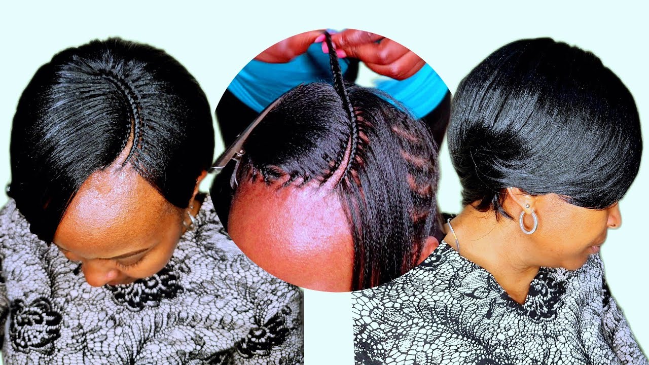 MOST BEAUTIFUL QUICK AND EASY SIDE PARTING TREE CORNROWS N WEAVE/ BOB ...