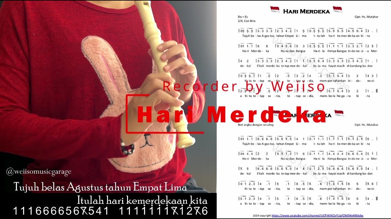 Lagu 'HARI MERDEKA 17 AGUSTUS' dengan Recorder (WEIISO), Lagu Nasional ...