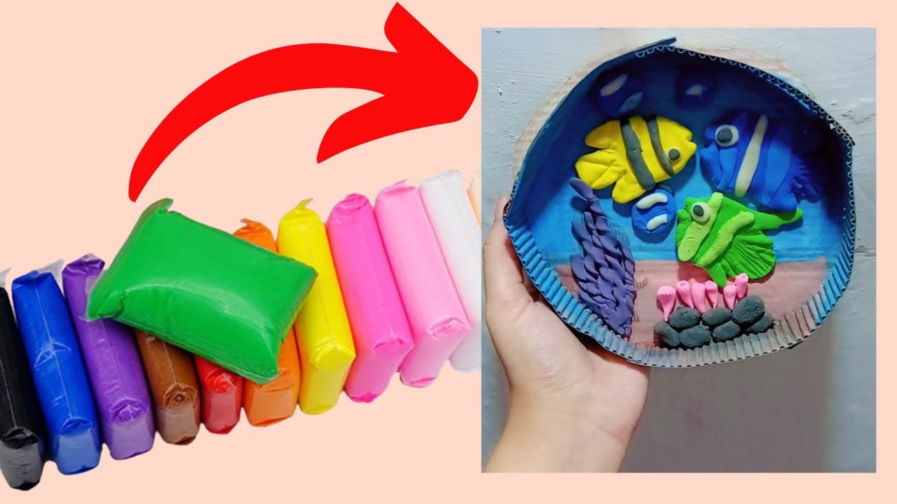 DIY how to make polymer clay miniature Sea ||DIY Ocean With Clay ...