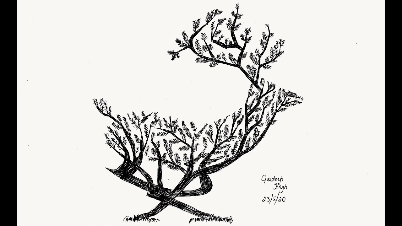 How to Draw Deer Tree #Drawing Step By Step #Gurdeep - YouTube