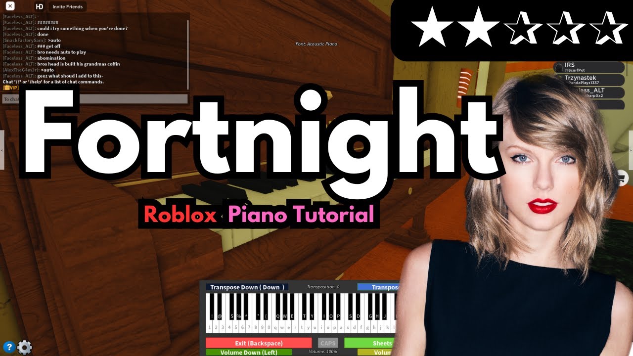 Taylor Swift - Fortnight (EASY Roblox/Virtual Piano Tutorial) - YouTube