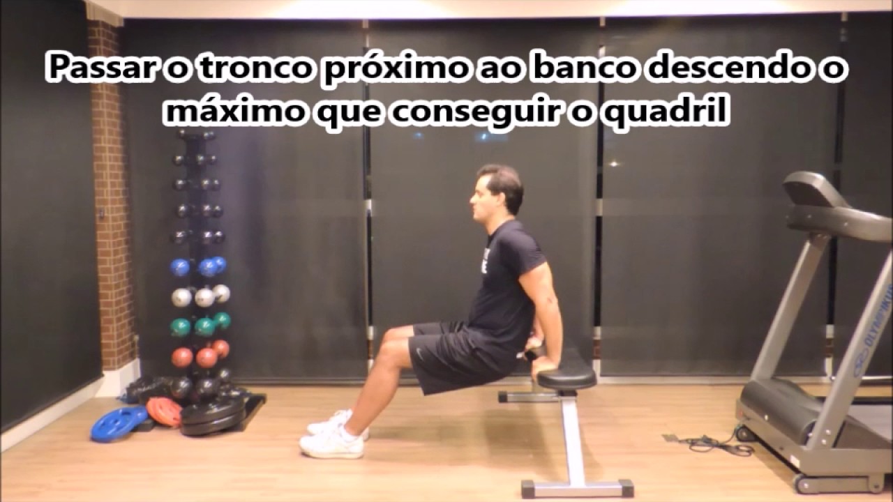 TRÍCEPS MERGULHO NO BANCO COM JOELHOS FLEXIONADOS - YouTube