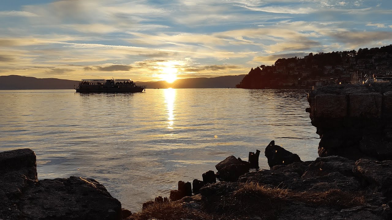 Breathtaking Sunset View from the Old Port on Ohrid Lake - YouTube
