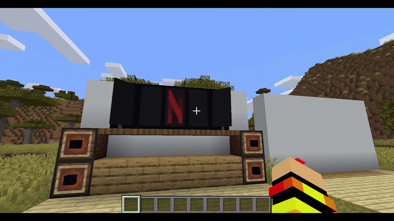 how to make a curved TV set up in minecraft with a netflix logo - YouTube