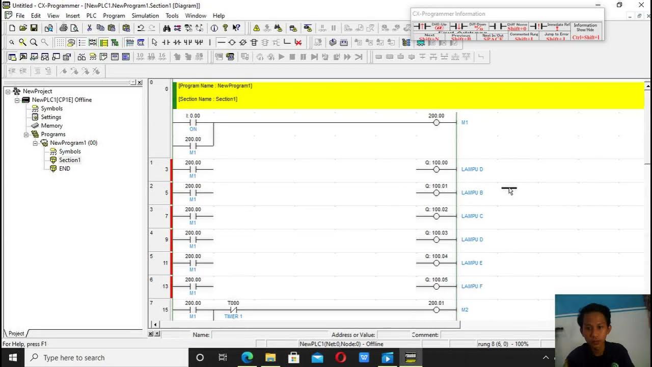 TUTORIAL PLC CX-PROGRAMMER DENGAN RANGKAIAN PENGENDALI LAMPU SERTA TOMBOL ON, OFF, DAN EMERGENCY ...